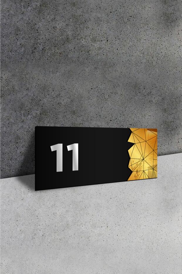 AHWALL Dekoratif Aynalı Kapı Numarası Pleksi No: 11, Gold Daire ...