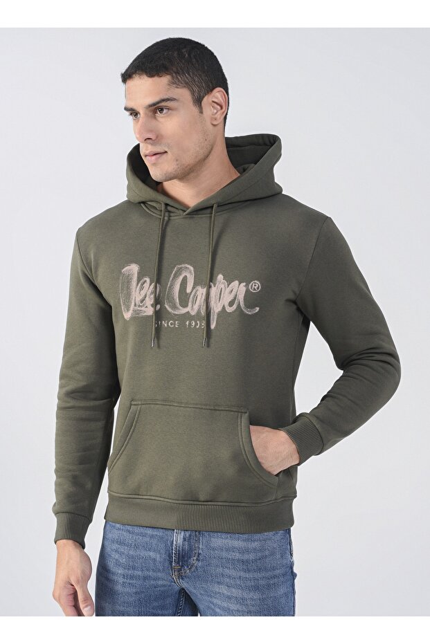 Lee Cooper Hooded Collar Khaki Men's Sweatshirt 231 Lcm 241014 Gregor ...