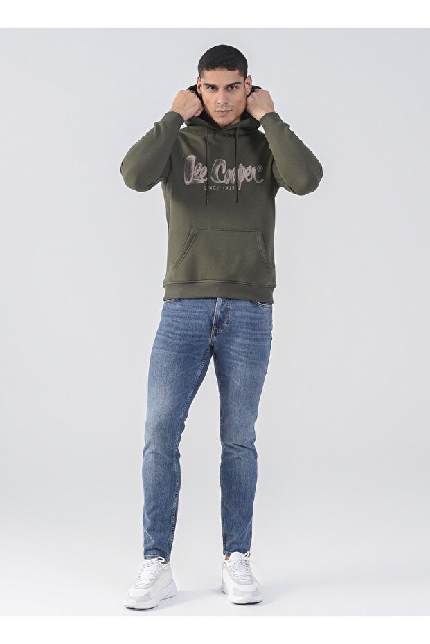 Lee Cooper Hooded Collar Khaki Men's Sweatshirt 231 Lcm 241014 Gregor ...