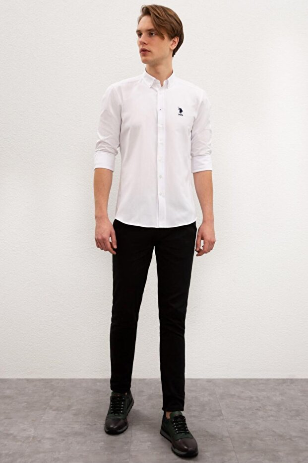 U.S. Polo Assn. Men's White Long Sleeve Shirt- Trendyol