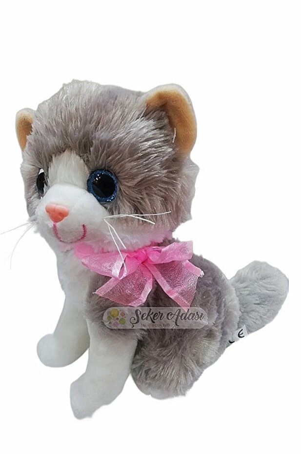 Şeker Adası Soft Gray Plush Cat with Meowing Cute Voice 20 cm - Gift ...