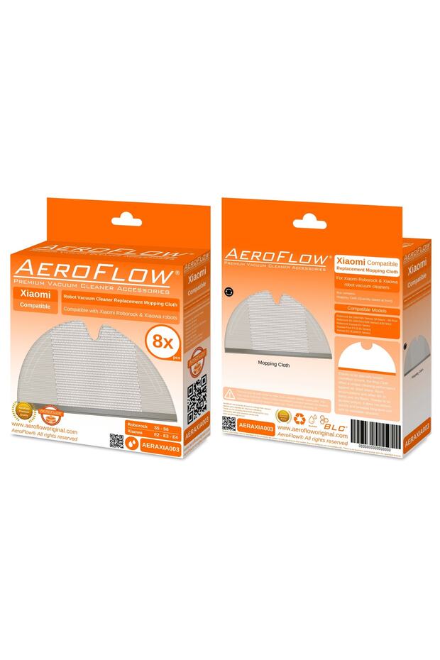 AeroFlow Xiaomi Mi Robot Vacuum - White Compatible Mop Fiber Cloth ...