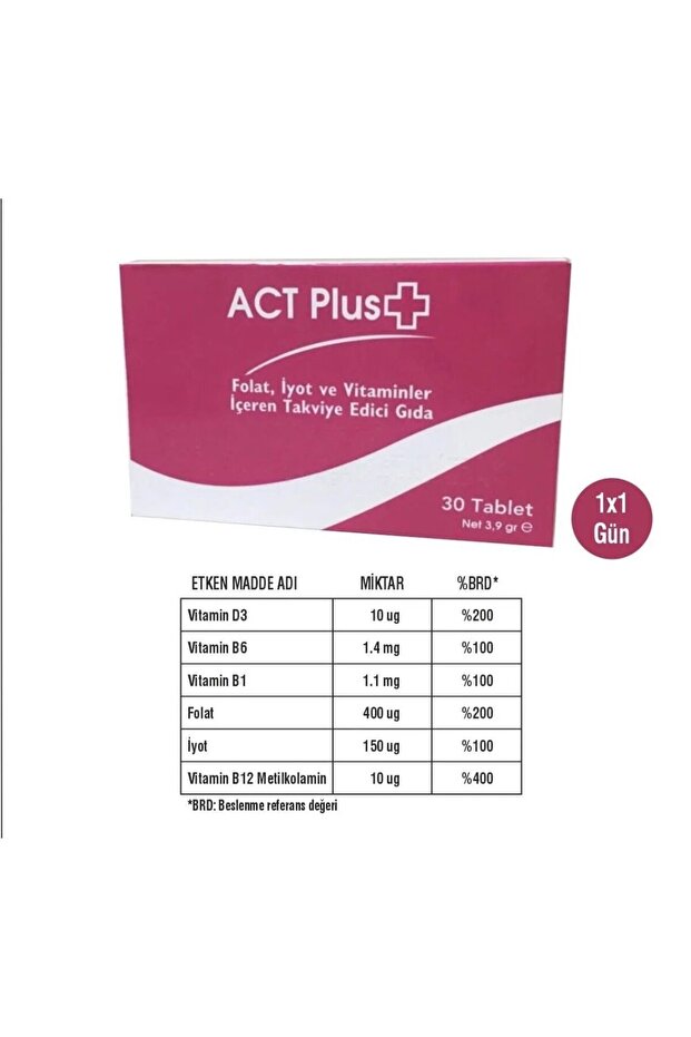 ActPharma ACT PLUS FOLAT VE VİTAMİN İÇEREN GIDA 30 TABLET - Fiyatı ...