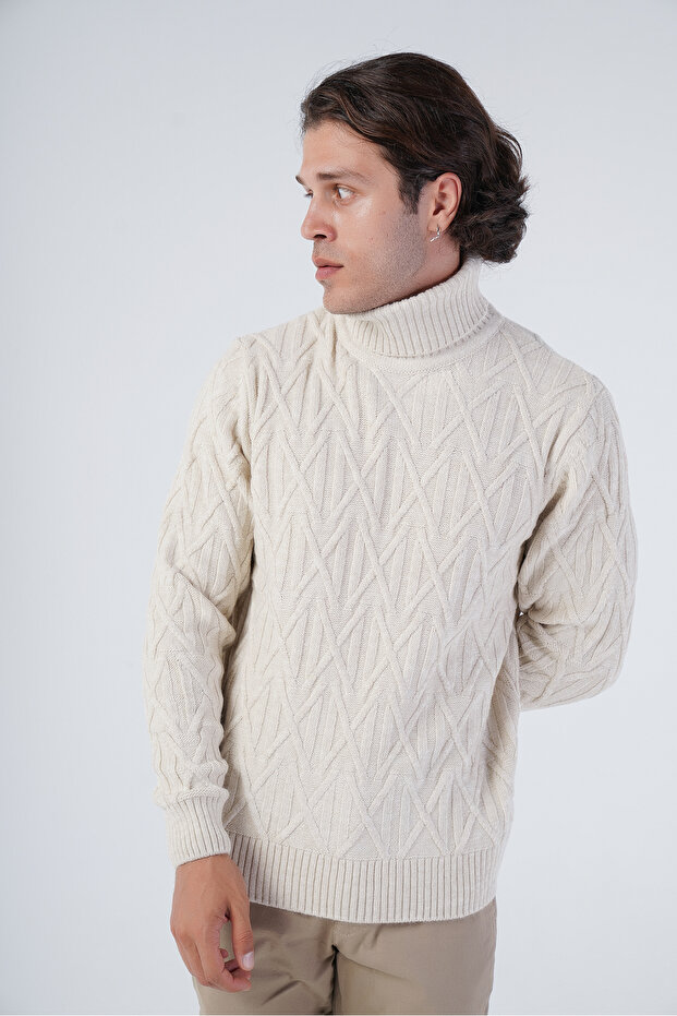 Trist Star Beige Men's Execution Hair Braided Cross Patterned ...