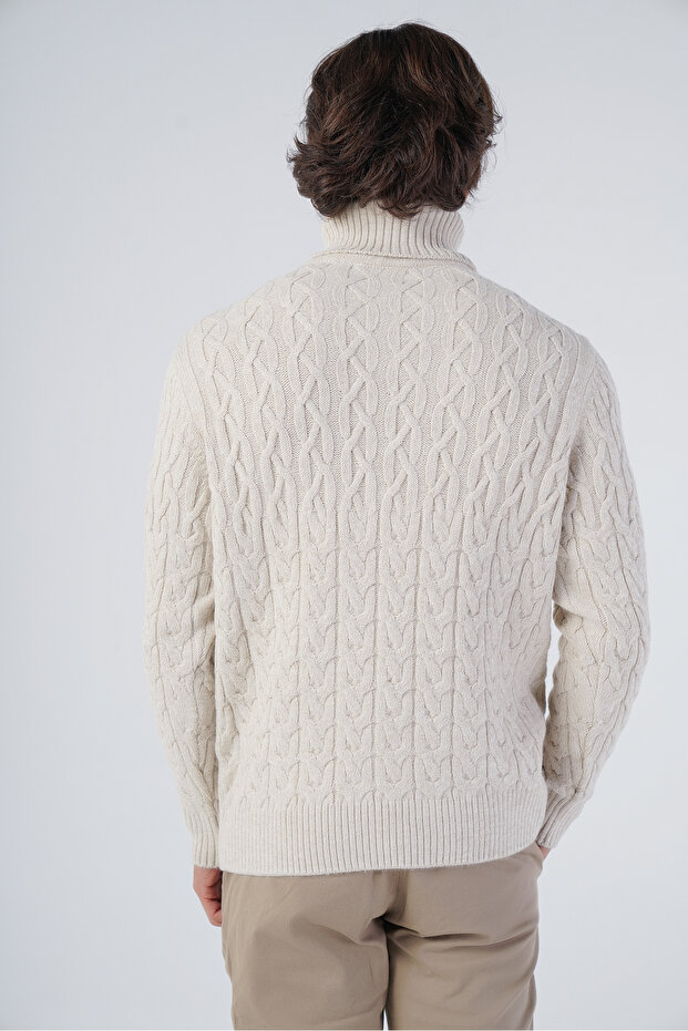 Trist Star Beige Men's Running Hair Turtleneck Knitwear Wool Sweater ...