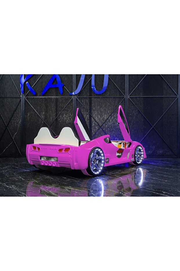 Kaju CarBed Kaju Moon Aero Full Araba Yatak, Pembe, Kumandalı Işık Ve ...
