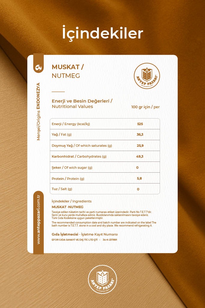 Antep Pazarı Muskat- 100 gr - Fiyatı, Yorumları