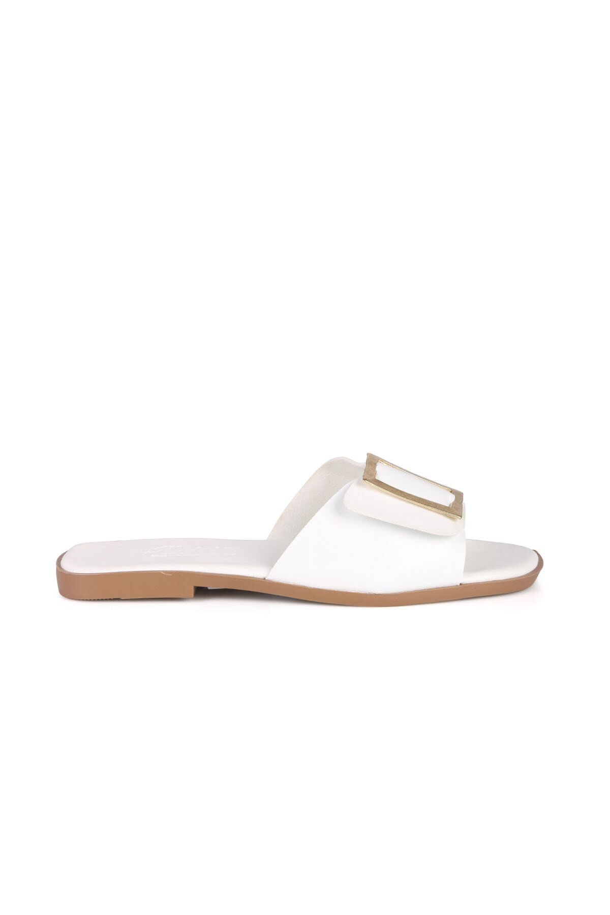 Oblavion Mory Beyaz Eskitme Toka Detaylı Kadın Terlik Oblavion Mory Beyaz Eskitme Toka Detaylı Kadın Terlik