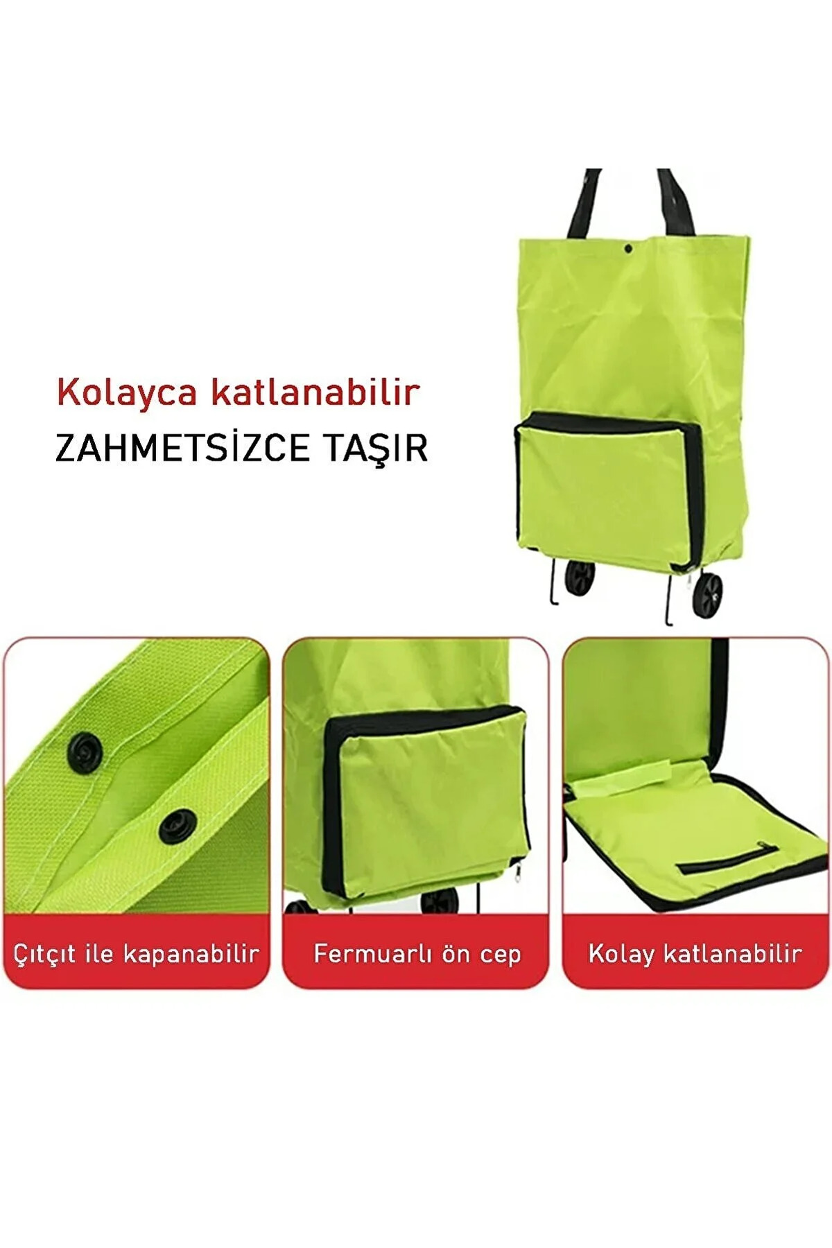 STFAST Pazar Arabası Pratik Pazar Çantası Tekerlekli Katlanır Pazar ...