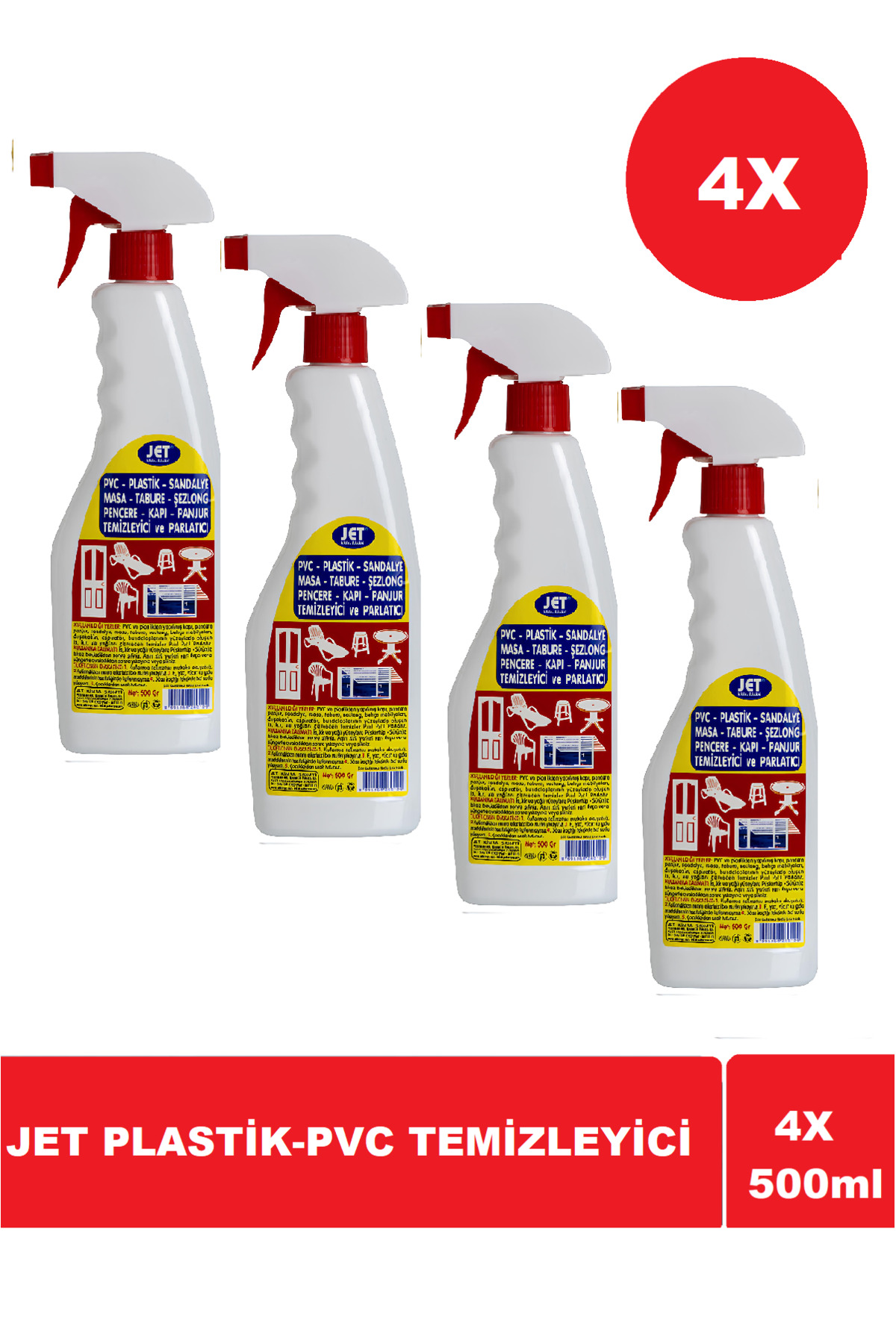 Jet Kimya Pvc Ve Plastik Yüzey Temizleyici Tabancalı 500 ml X 4 Adet Fiyatı, Yorumları - Trendyol