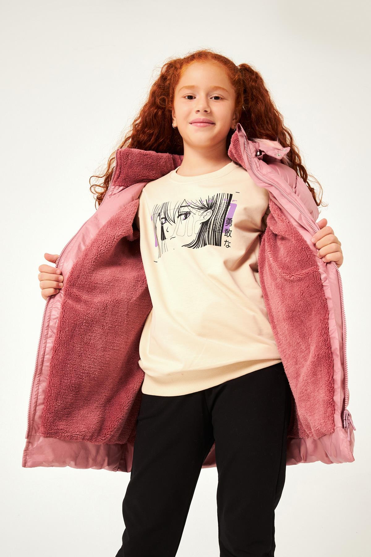 Perendi Kürk Kapüşonlu Kız Çocuk Mont Gül Kurusu - Fiyatı, Yorumları