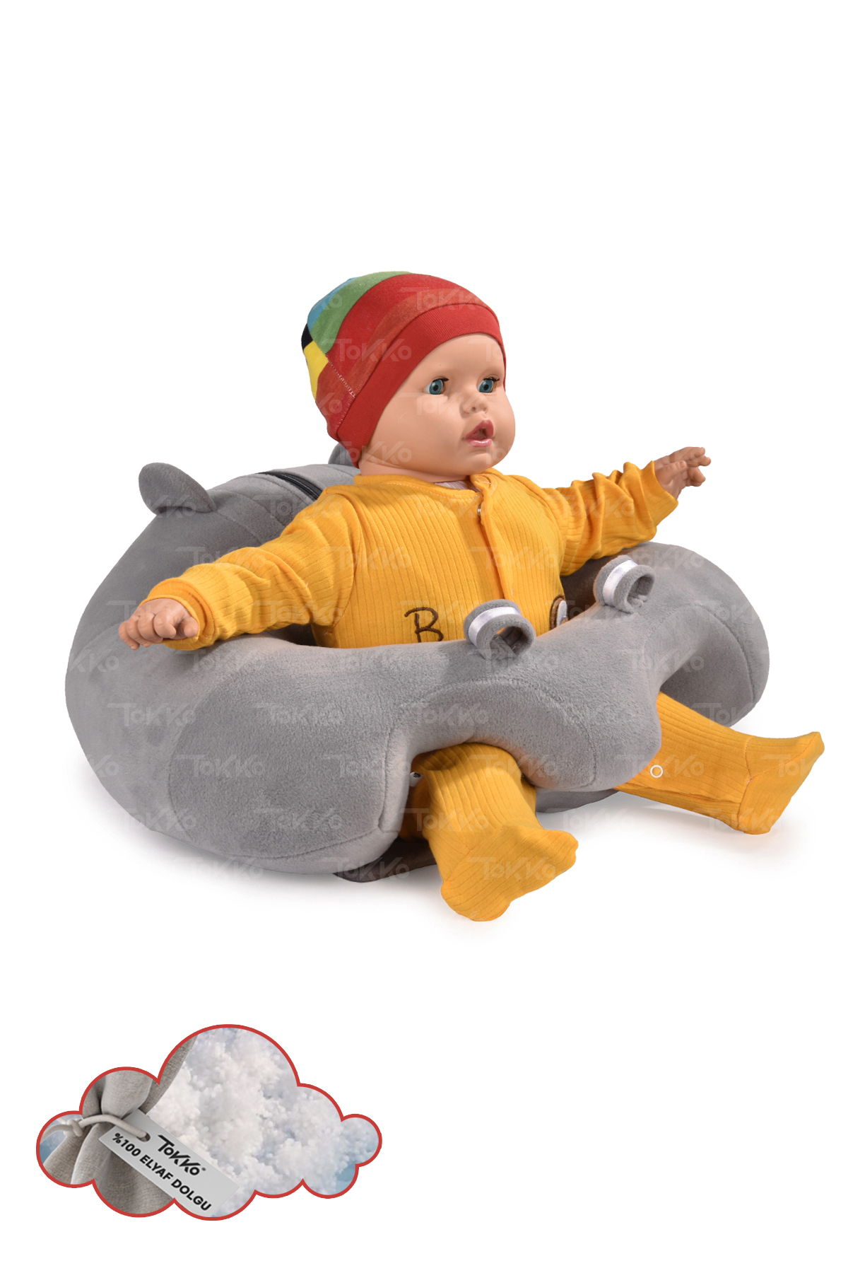 TOKKO Elyaf Dolgulu Bebek Oturma Destek Minderi - Devrilmez Bebek ...