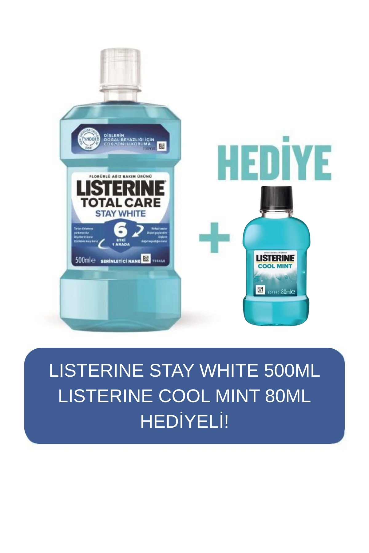 Listerine Stay White 500 ml + Cool Mint 80 ml Hediye - Fiyatı, Yorumları