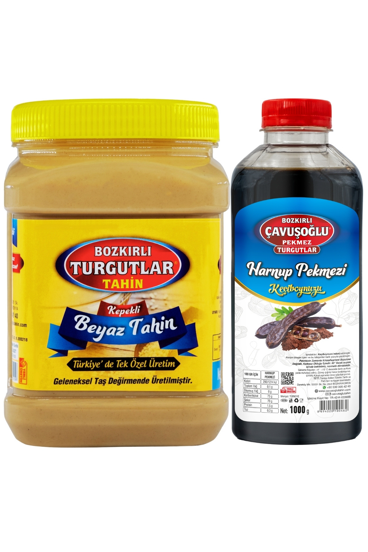 Bozkırlı Çavuşoğlu Turgutlar Kepekli Beyaz Tahin 930g + Harnup Pekmezi ...