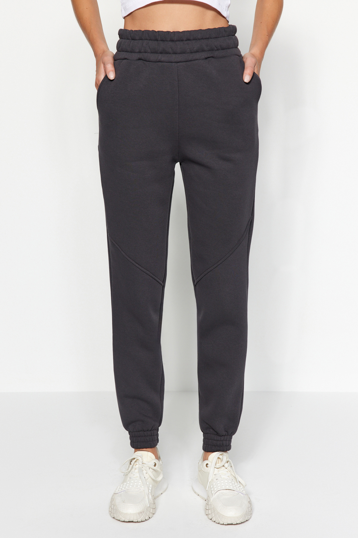 Trendyol Collection Anthracite Basic Jogger Thick Inside Fleece Knitted ...