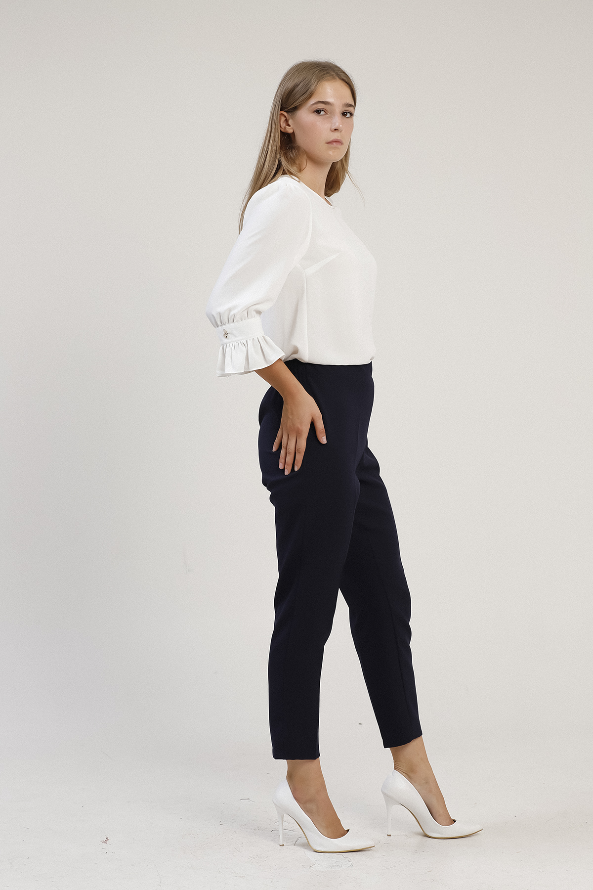 NELSA Lacivert Paça Beli Lastikli Dokuma Kadın Pantolon N230001 Fiyatı ...