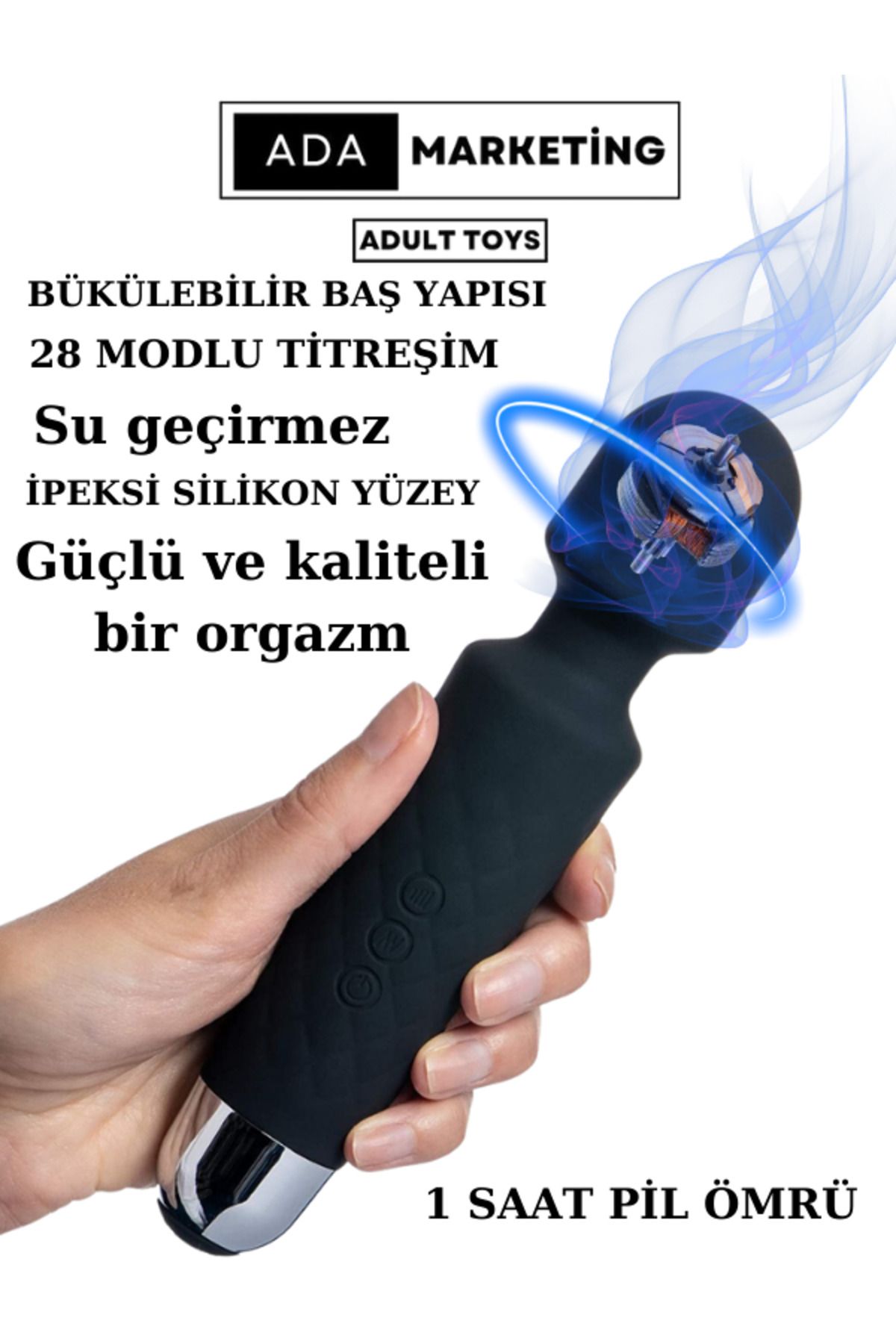 Ada Marketing 28 Titreşim Fonksiyonlu Usb Şarjlı Siyah Klitoris Uyarıcılı Ve Orgazm Masaj