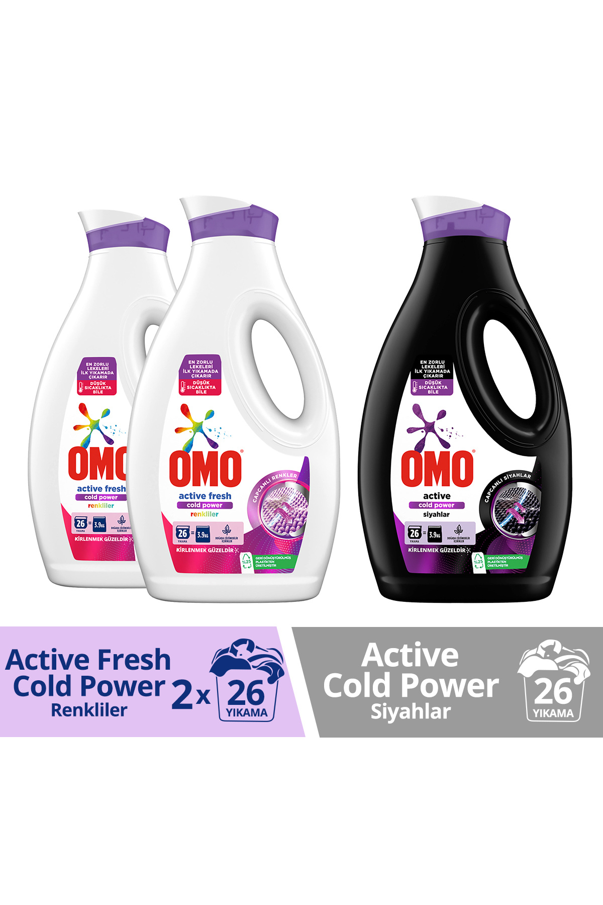Omo Deterjan Active Fresh Cold Power Renkliler 1690 Ml X2 + Active Cold ...