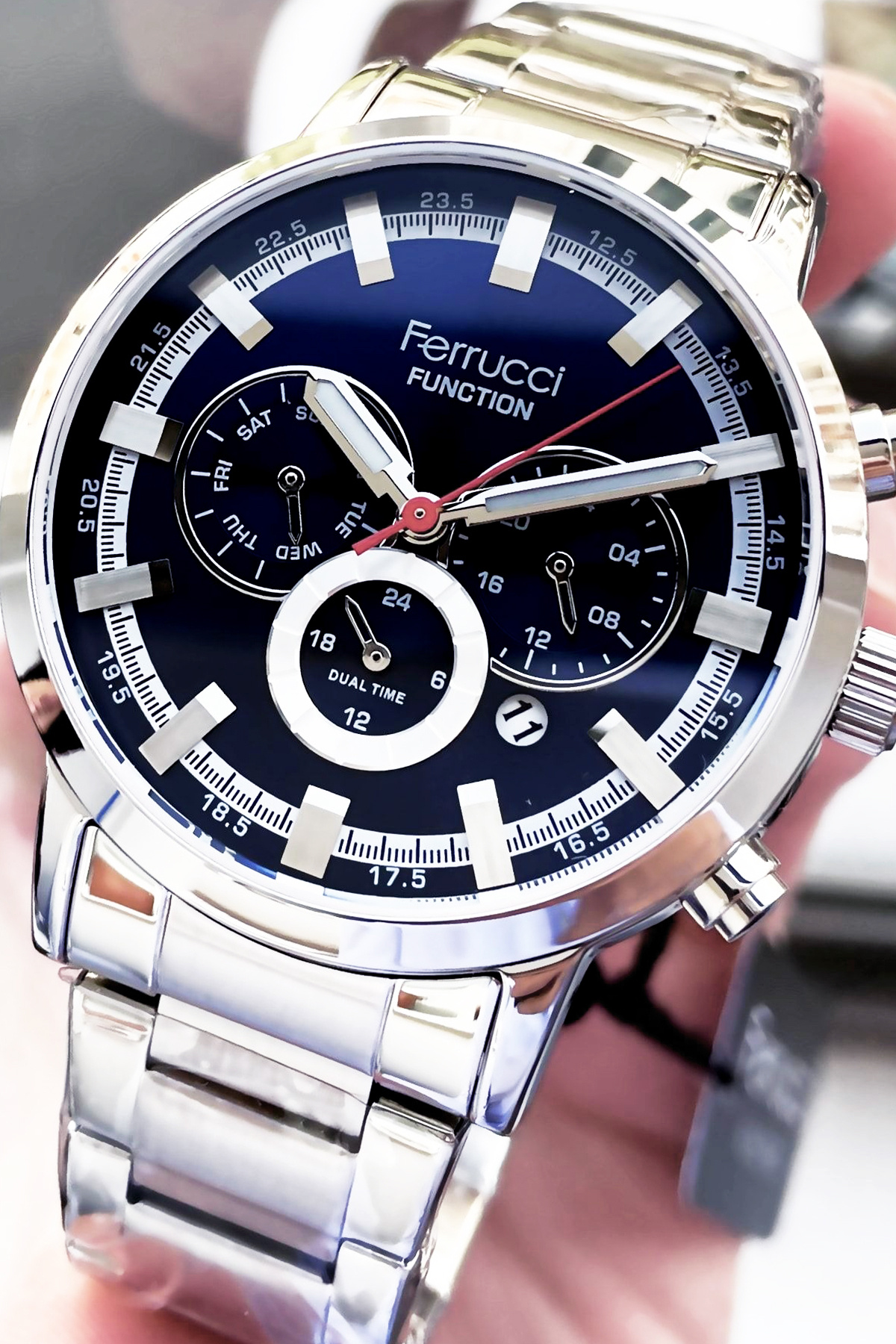 Ferrucci Function Erkek Kol Saati 3 Atm Su Geçirmez Gümüş Renk Çelik ...