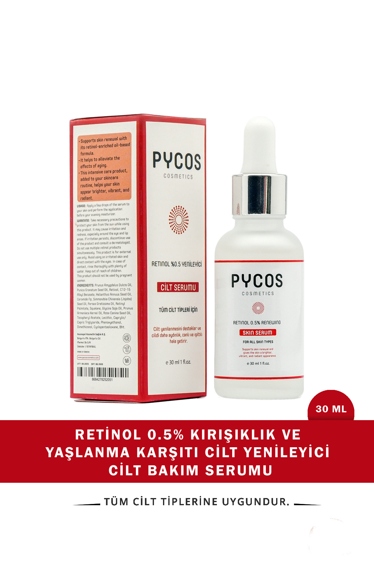 PYCOS COSMETICS Retinol 0.5% Kırışıklık Ve Yaşlanma Karşıtı Cilt ...