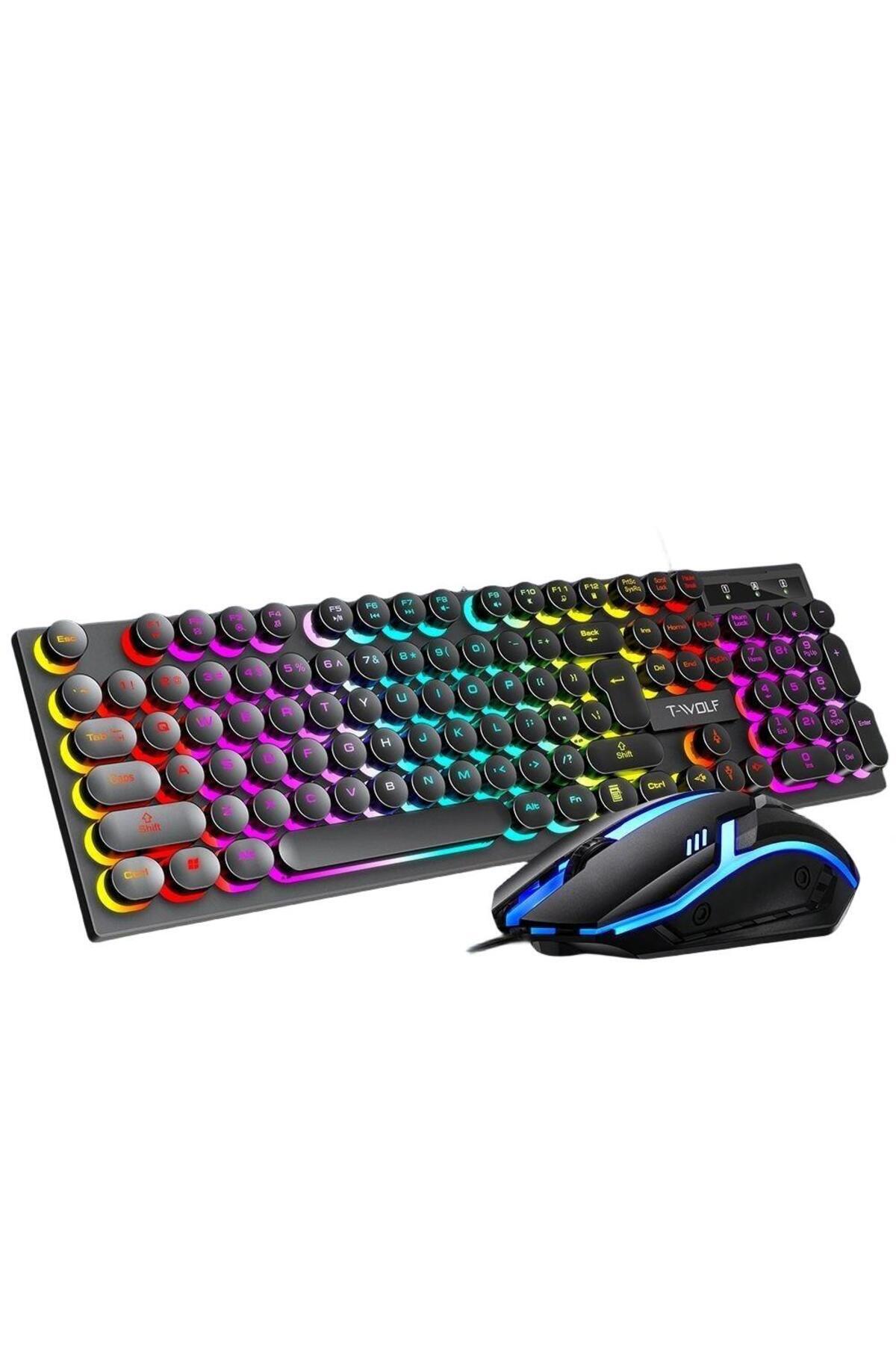 valkyrie T-Wolf TF270 Rainbow RGB Mekanik Hisli Gaming Klavye Mouse ...