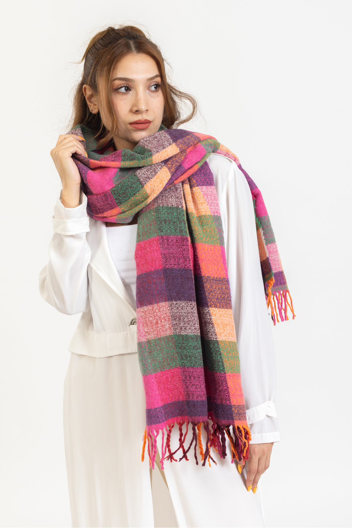 MESCHAIN Ekoseli Yünlü Omuz Şalı - 70x190cm - Dayanıklı Akralik Fiyatı ...