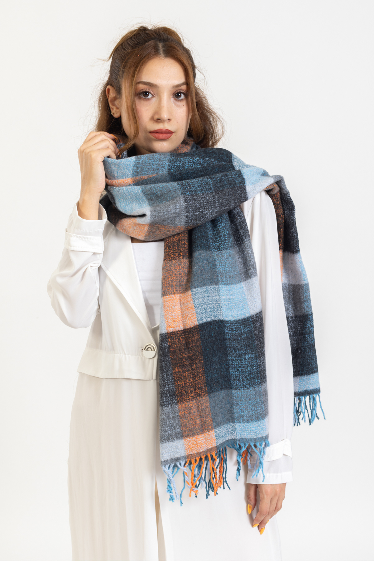 MESCHAIN Ekoseli Yünlü Omuz Şalı - 70x190cm - Dayanıklı Akralik Fiyatı ...