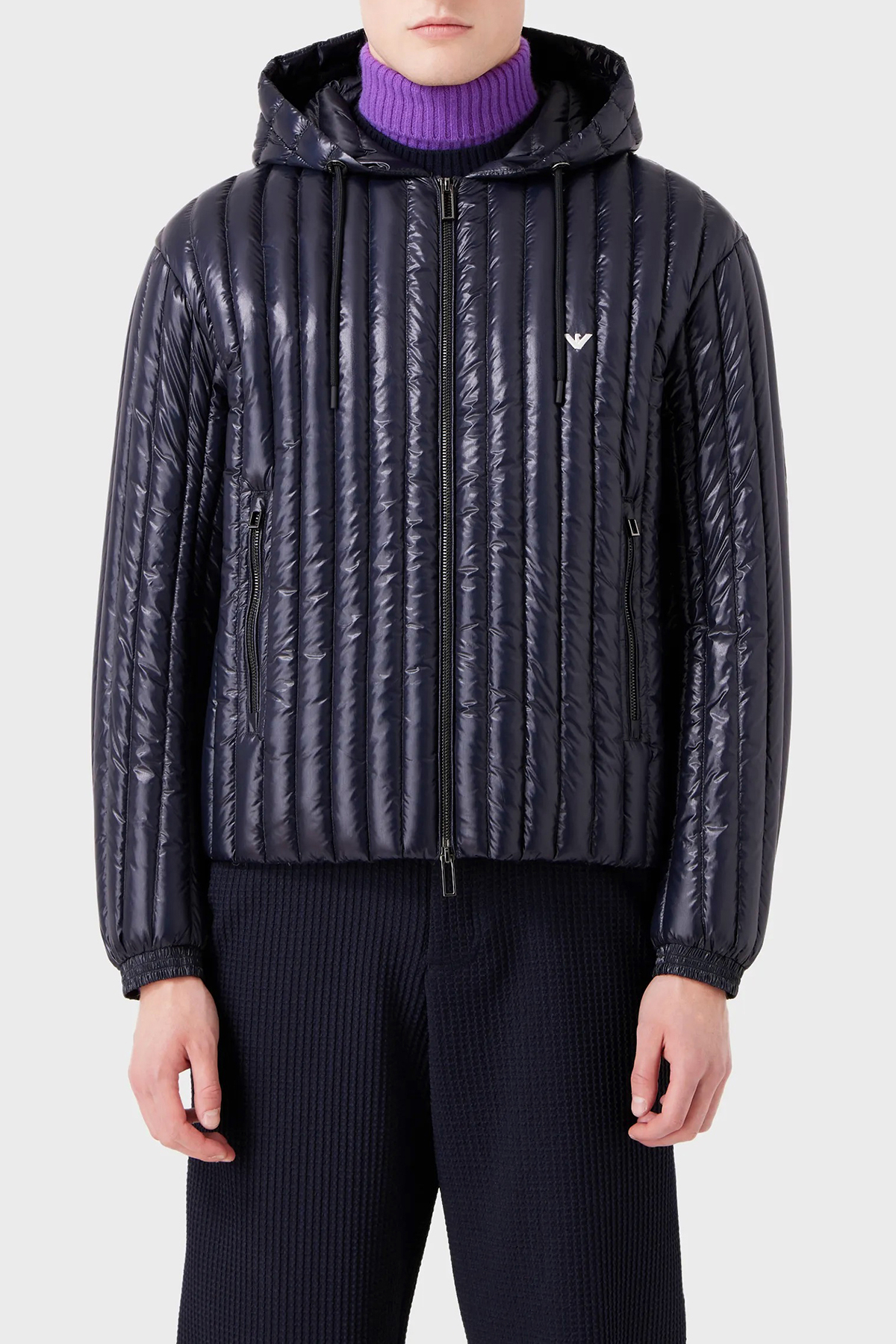 Emporio Armani Erkek Kapşonlu Yaka Marka Detaylı Fermuarlı Şişme ...