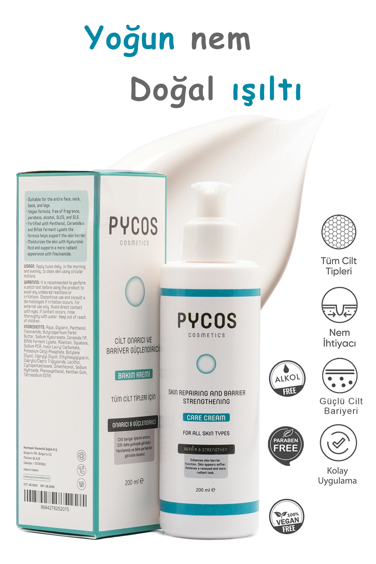 PYCOS COSMETICS Bariyer Onarıcı ve Güçlendirici Cilt Bakım Kremi 200 ML ...