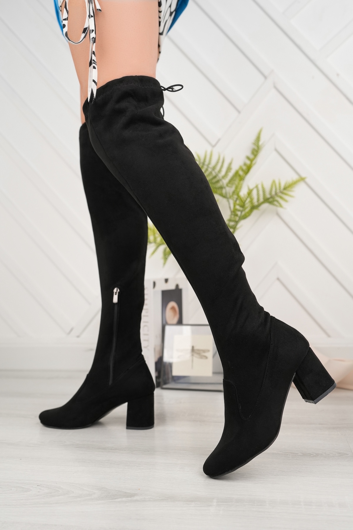 RODEMA Siyah Süet Fermuarlı Streç Topuklu Çorap Çizme Fiyatı, Yorumları ...