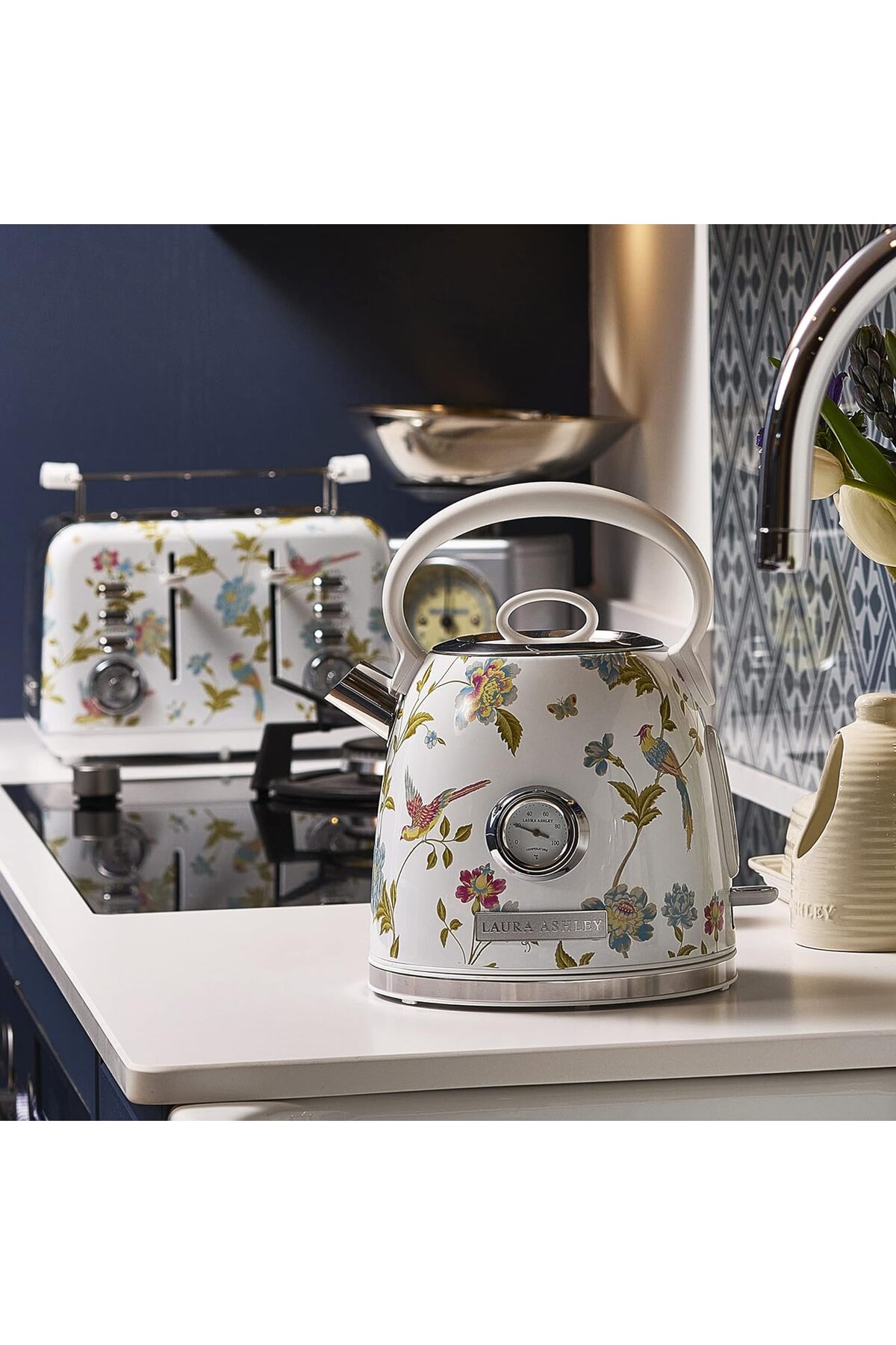 Laura Ashley Beyaz Akülü Elektrikli Su Isıtıcısı, 1,7 Litre Kapasiteli ...