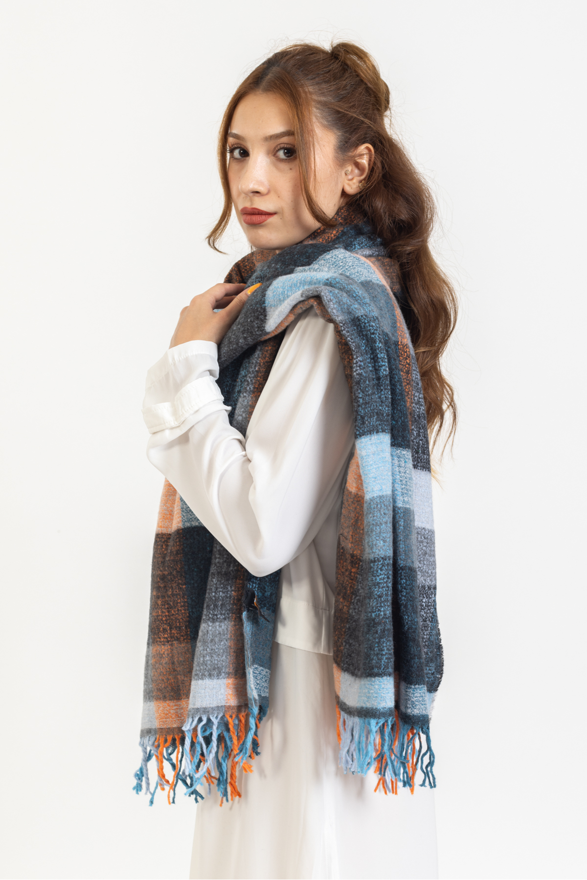 MESCHAIN Ekoseli Yünlü Omuz Şalı - 70x190cm - Dayanıklı Akralik Fiyatı ...