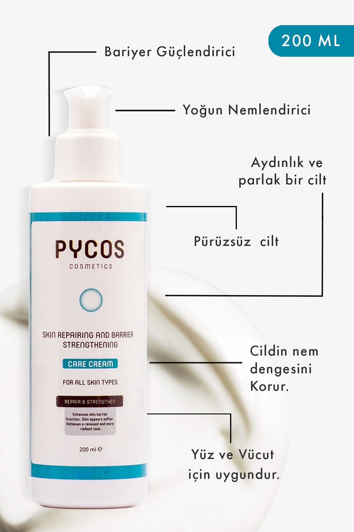 PYCOS COSMETICS Bariyer Onarıcı ve Güçlendirici Cilt Bakım Kremi 200 ML ...