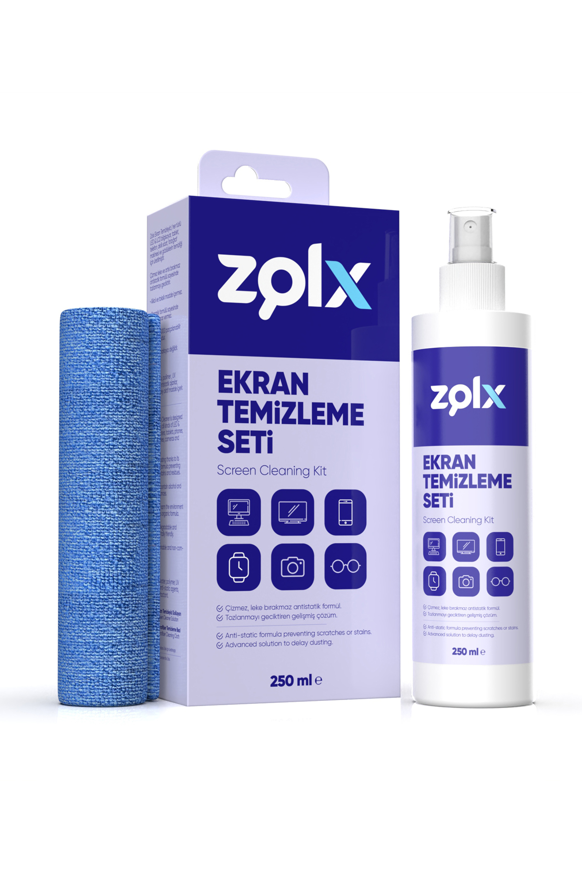zolx Ekran Temizleme Seti 250ml (MİKROFİBER BEZ HEDİYE) Led Tv ...
