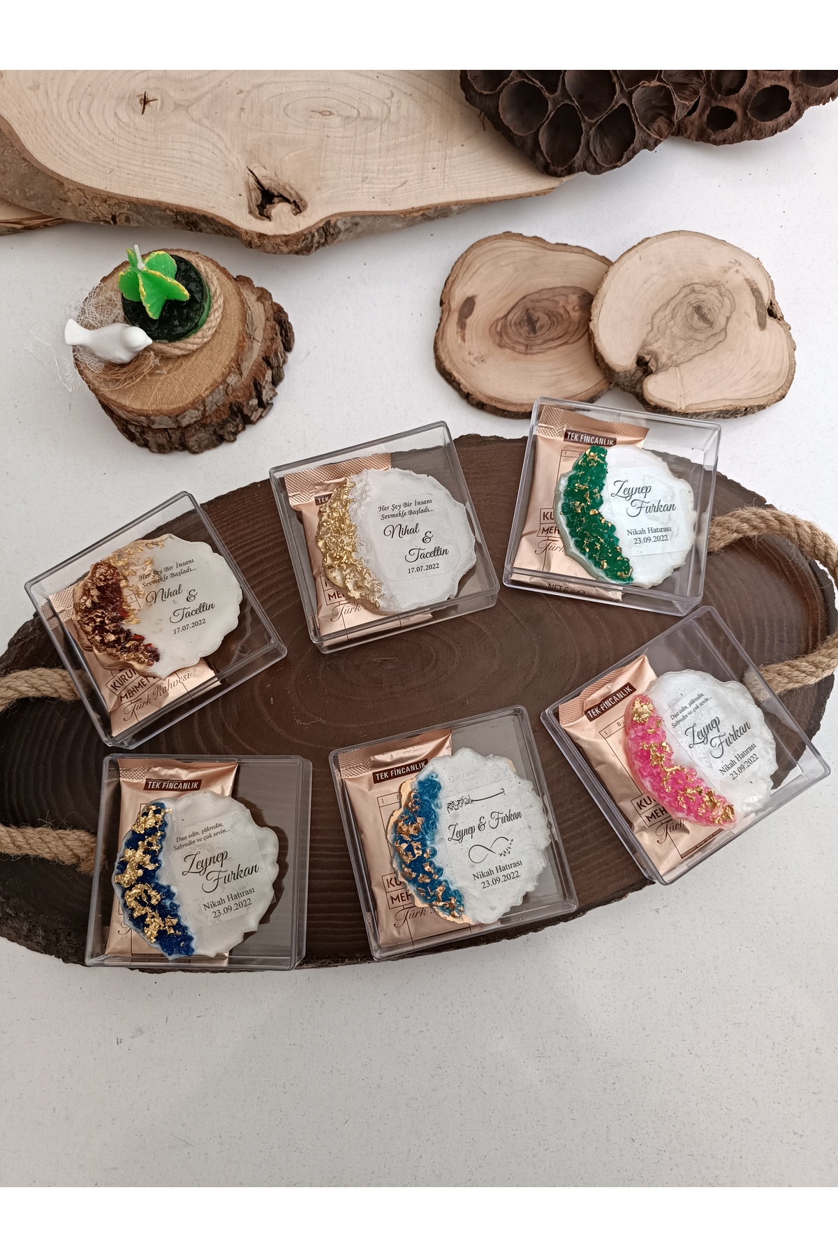 Beyaz Gelincik Tasarım 10 ADET Nikah Şekeri Epoksi Magnet Kahve Hediyelik, Söz Nişan Hediyesi ...