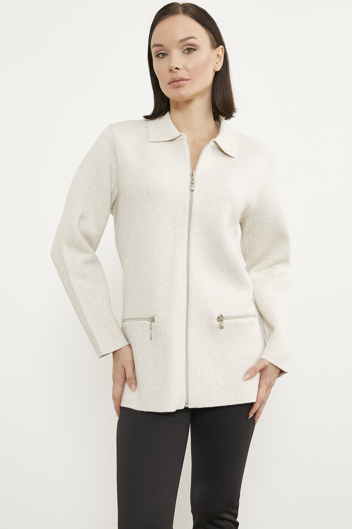 Sementa Cepli Gömlek Yaka Fermuarlı Triko Hırka - Açık Bej Fiyatı ...