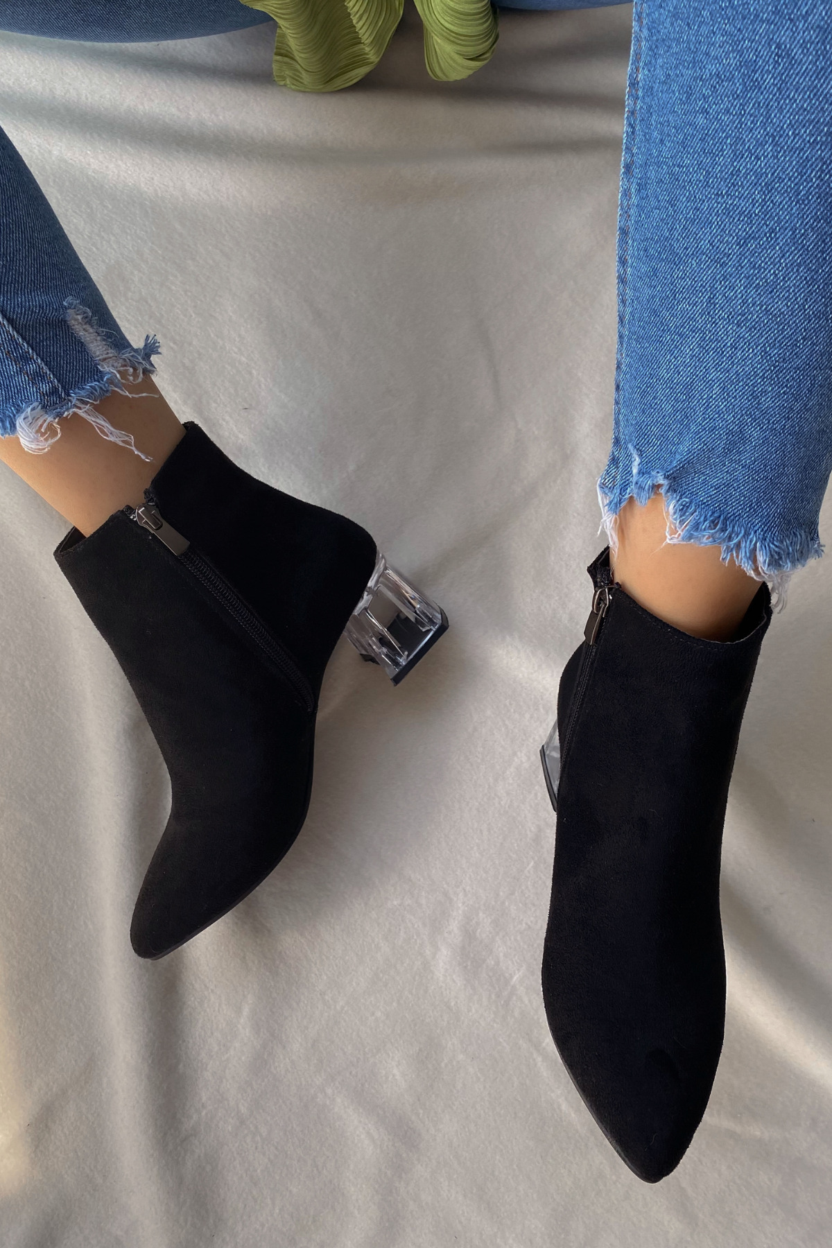 BZC AYAKKABI Kadın Siyah Süet Rahat Şeffaf Topuklu Bot Fiyatı ...