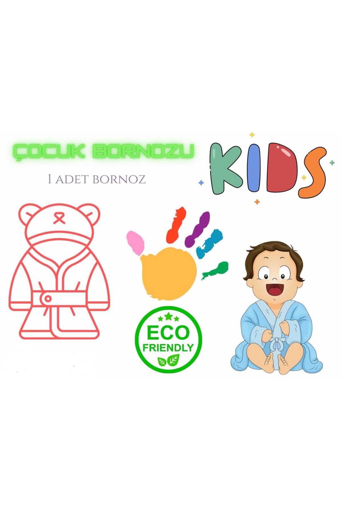 Genel Markalar Çocuk Bornozu Kapüşonlu Bornoz %100 Pamuk Bebek Bornoz ...