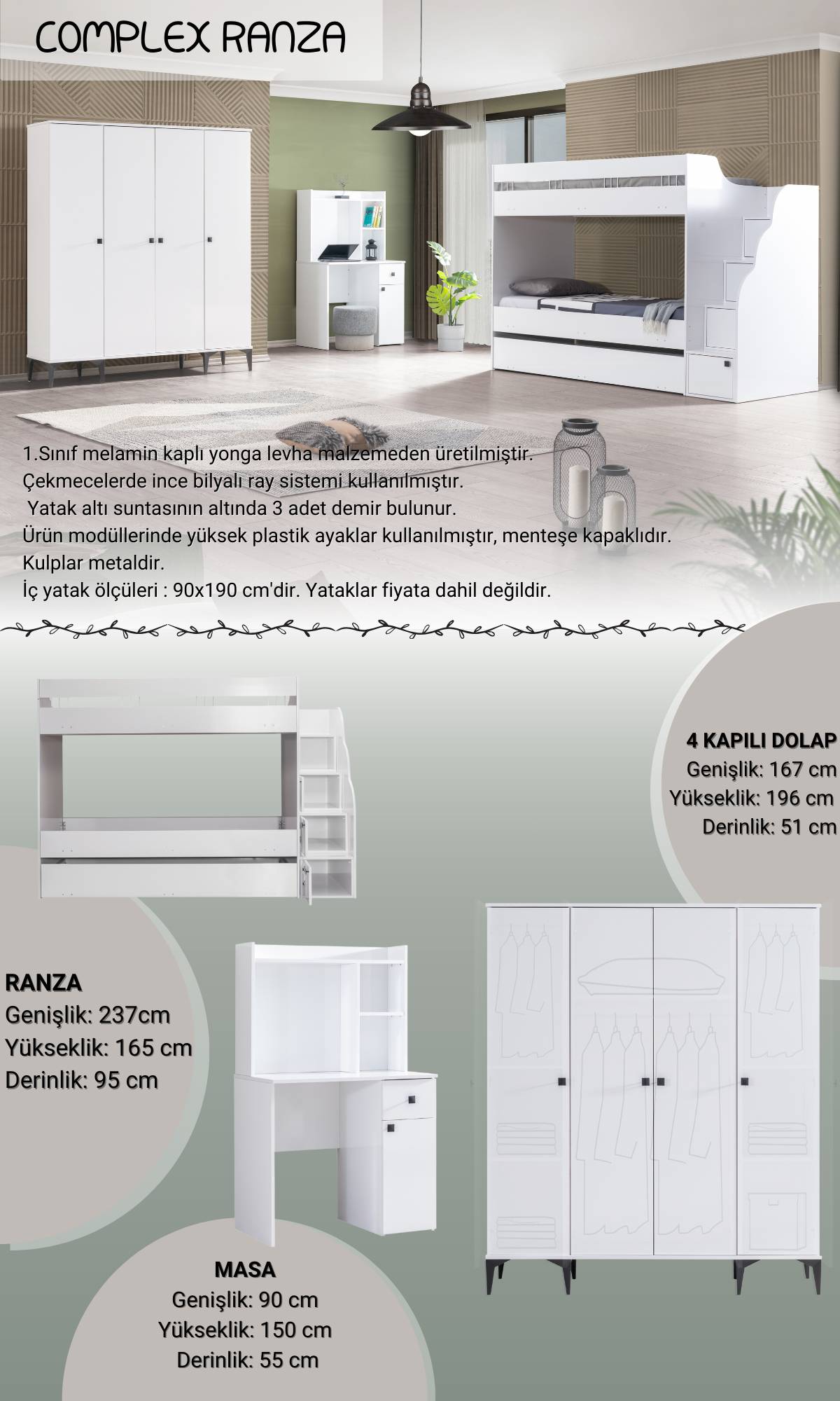 Setay Ranza, White Complex Yavrulu Ranza Masa 4 Kapaklı Dolap Fiyatı, Yorumları - Trendyol