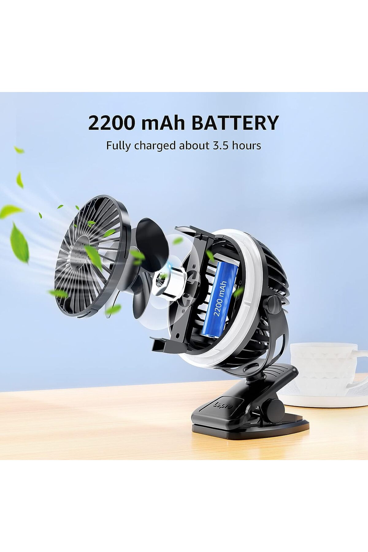 LEPRO Lepor çadır için led ışıklı fan soğutucu 2 Aydınlatma Modu, 3 Hız ...