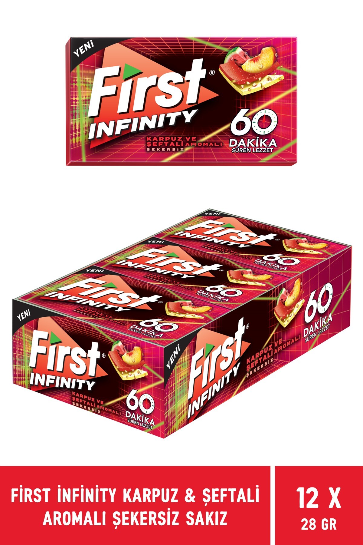 First Infinity 60 Dakika Karpuz & Şeftali Aromalı Şekersiz Sakız - 12 ...