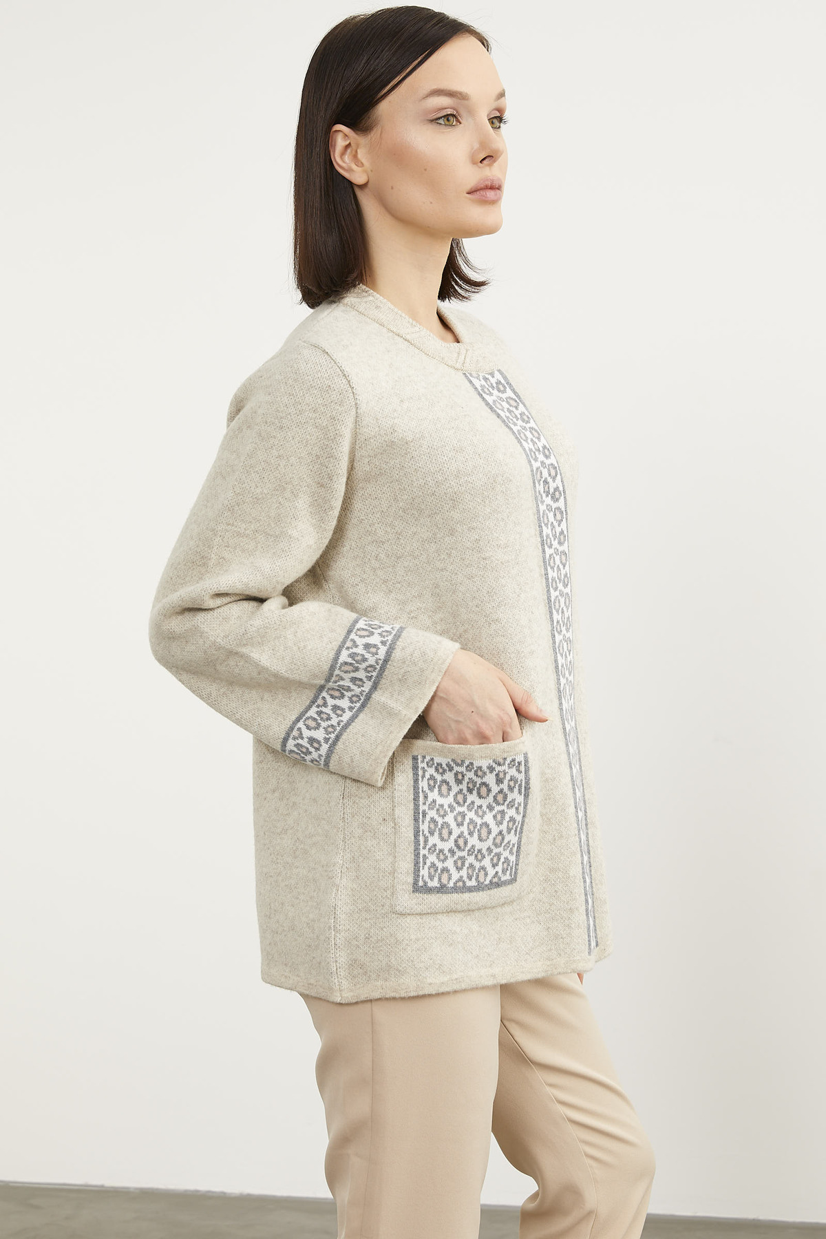 Sementa Leopar Detaylı Geniş Kalıp Triko Hırka - Bej Fiyatı, Yorumları ...