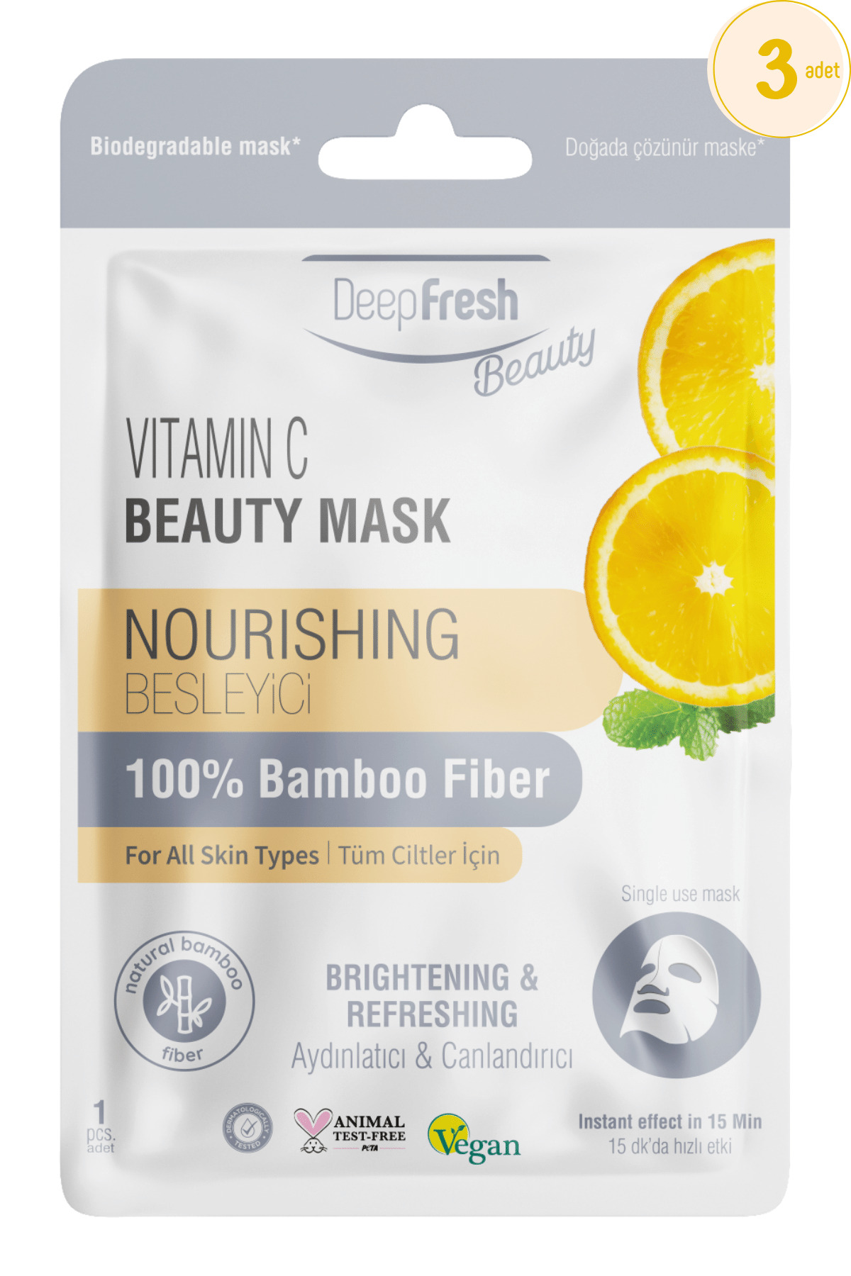 Deep Fresh Aydınlatıcı Kağıt Maske 3 Adet | C Vitamini | Canlandırıcı ...