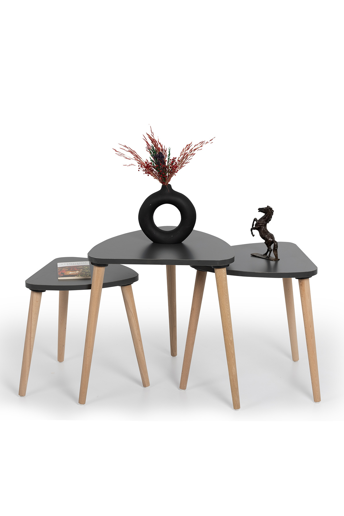 FLORADESİGN Flora Roll Sehpa Ahşap Ayaklı Üçlü Zigon Fiyatı, Yorumları ...