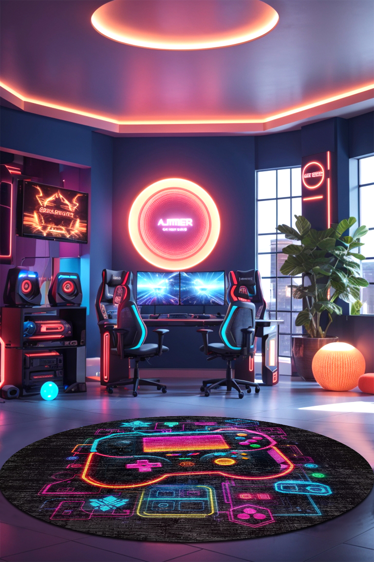 AIDA HOME Perk Gamer Halısı, Şönil Pamuk Tabanlı, Kaydırmaz ...