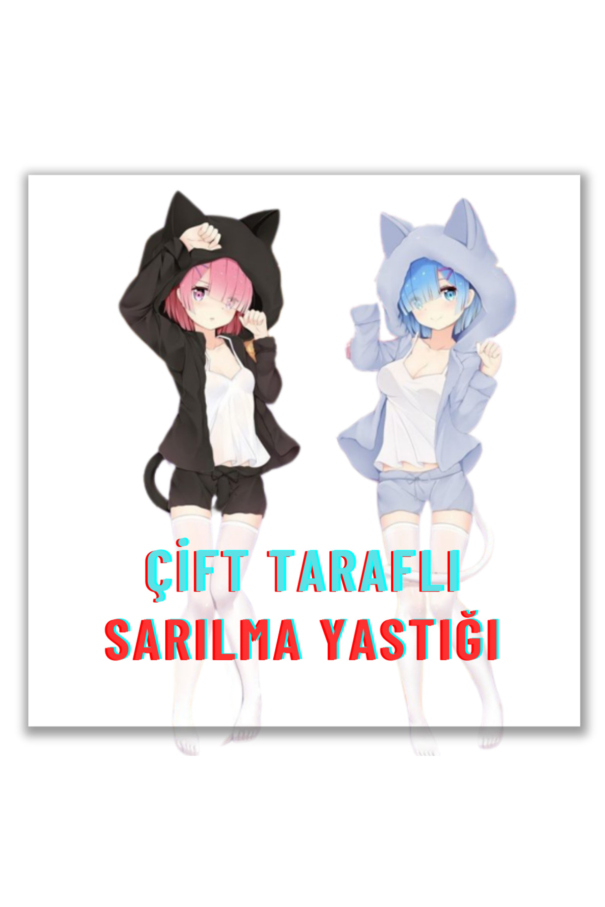 GALAXYBUTIQUE Anime Rem Cat Model Çİft Taraflı Sarılma Yastık Kılıfı ...