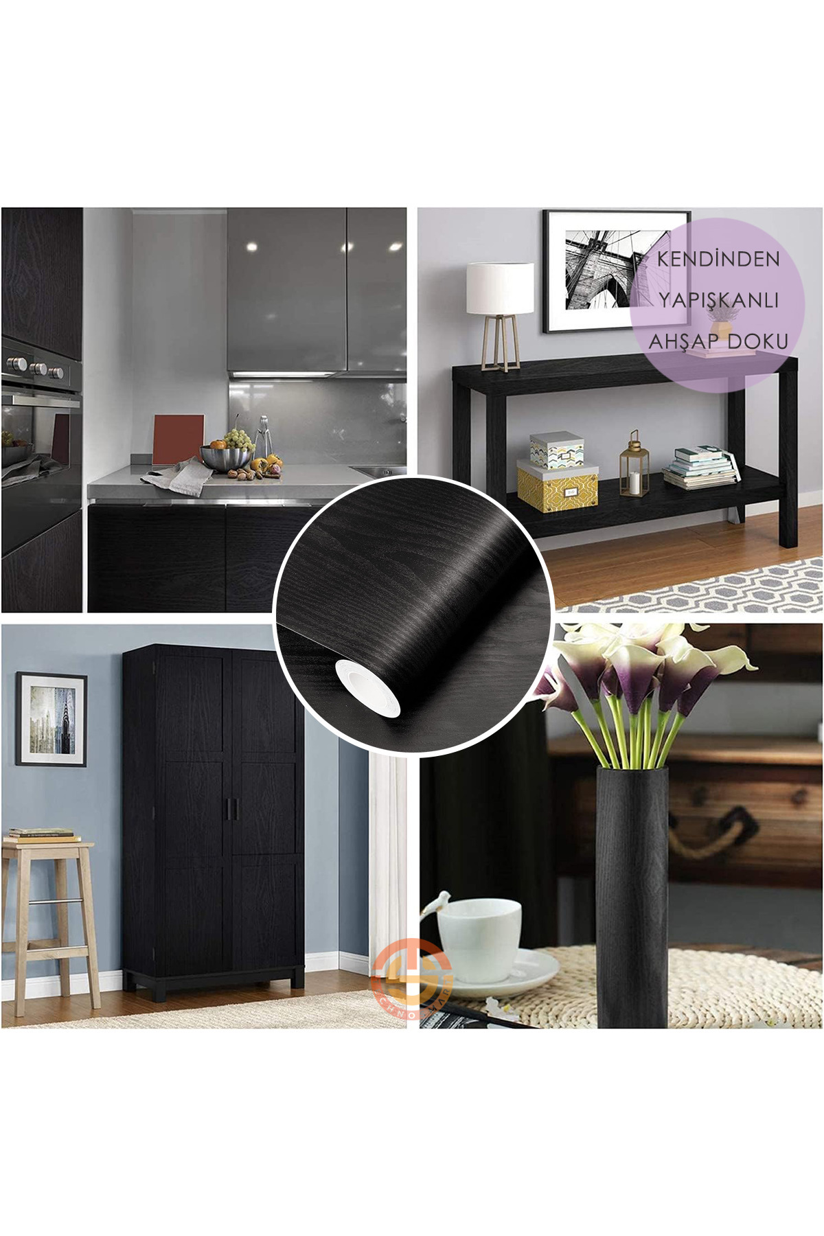 TechnoSmart 60cm×500cm Kendinden Yapışkanlı Ahşap Görünümlü Kaplama ...