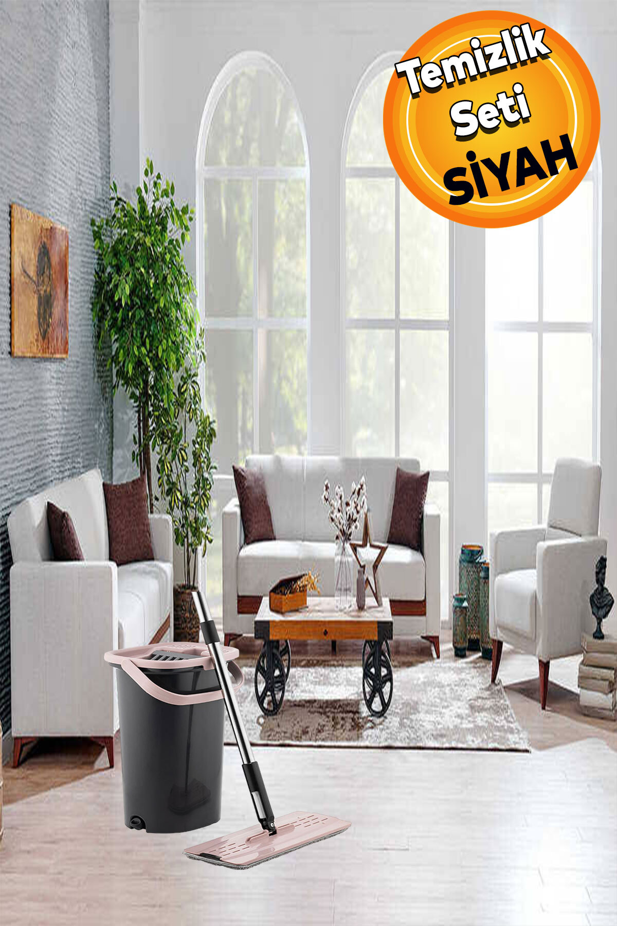 Badem10 Compact Mop Bez Banyo Ev Ofis Yer Duvar Silme Temizlik Seti Paspas Vilada Siyah Fiyatı ...