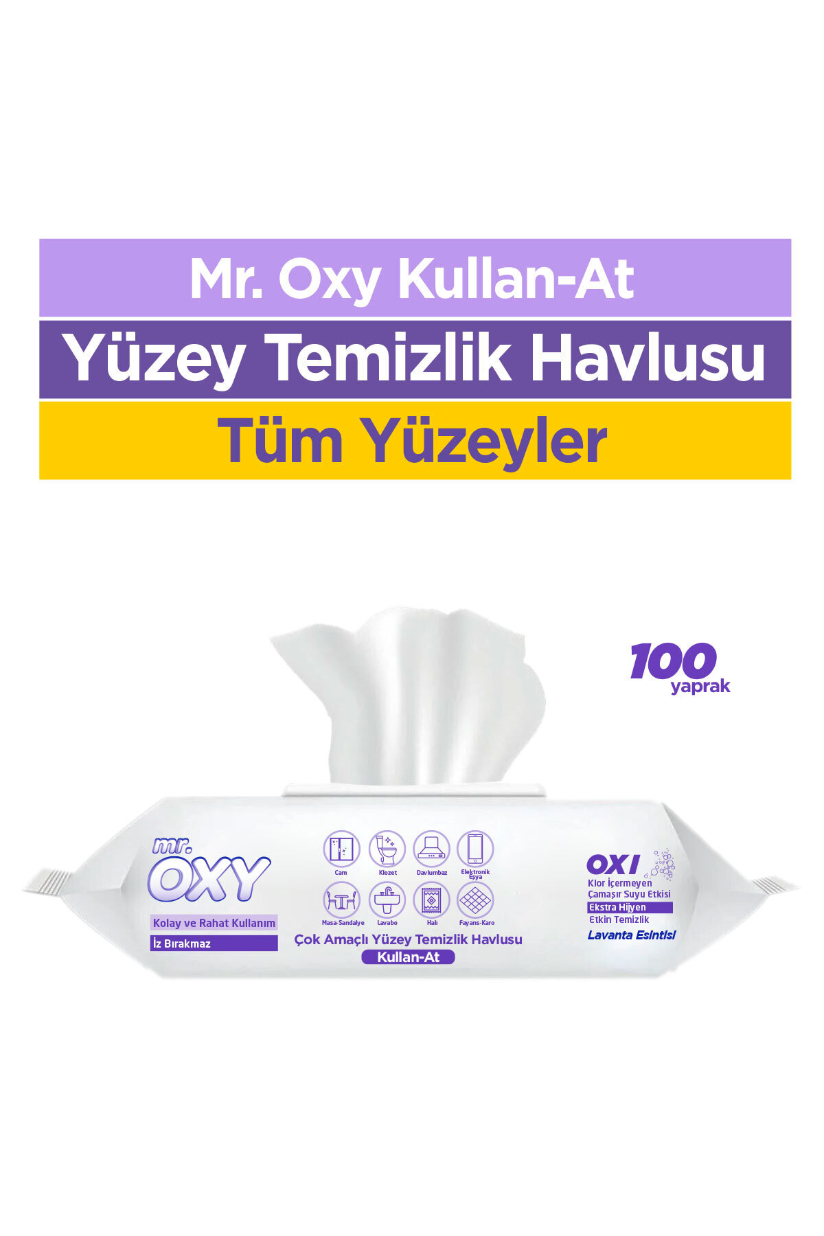 MR.OXY Mr. Oxy Kullan-At Lavanta Kokulu Yüzey Temizlik Havlusu 4x100 ...