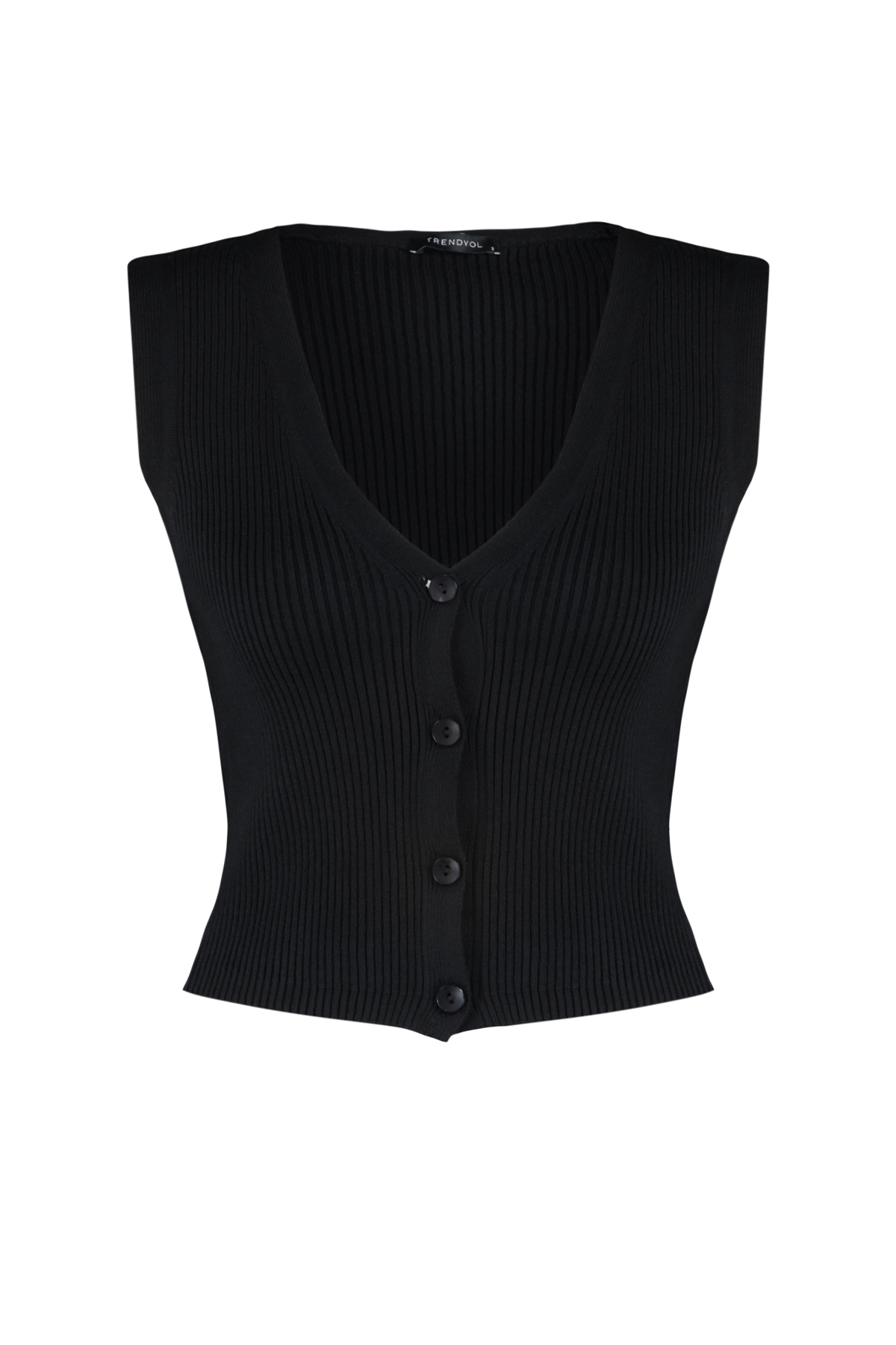 Trendyol Collection Vestă neagră de tricotaj cu decolteu în V - Fire ...